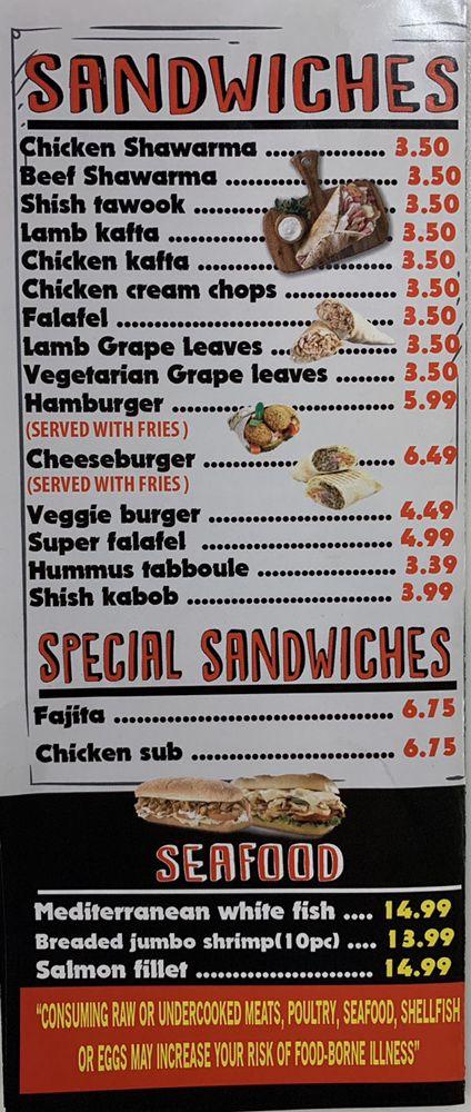 Menu at Shawarma Castle restaurant, Madison Heights
