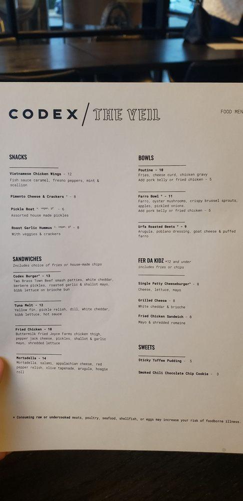 Menu at The Veil pub & bar, Norfolk