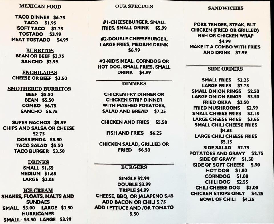 Menu at Walt's Restaurant, Clearwater, 800 Ross Ave