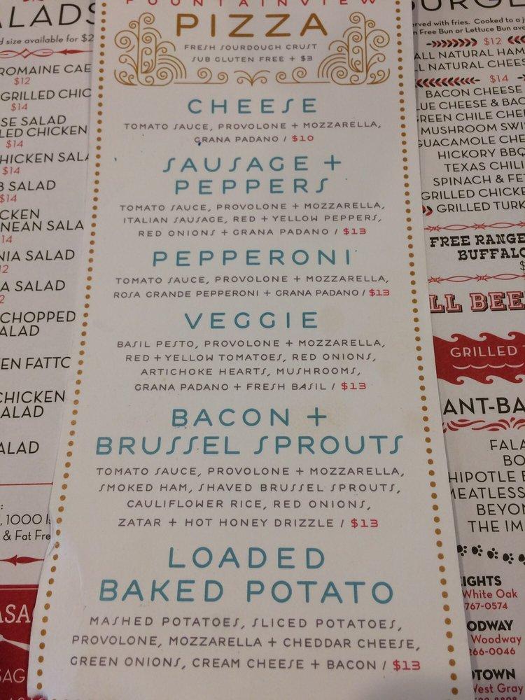 Menu at Barnaby's Cafe, Houston, Fountain View Dr