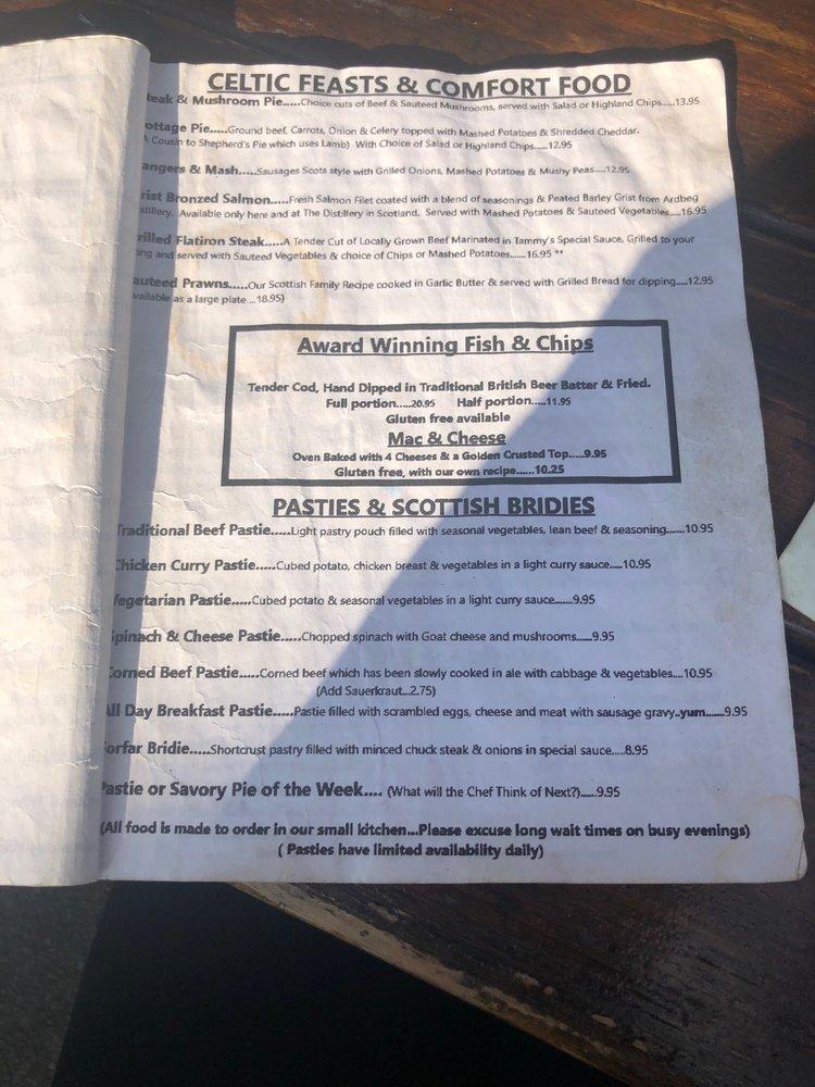 Menu at The Highland Stillhouse pub & bar, Oregon City
