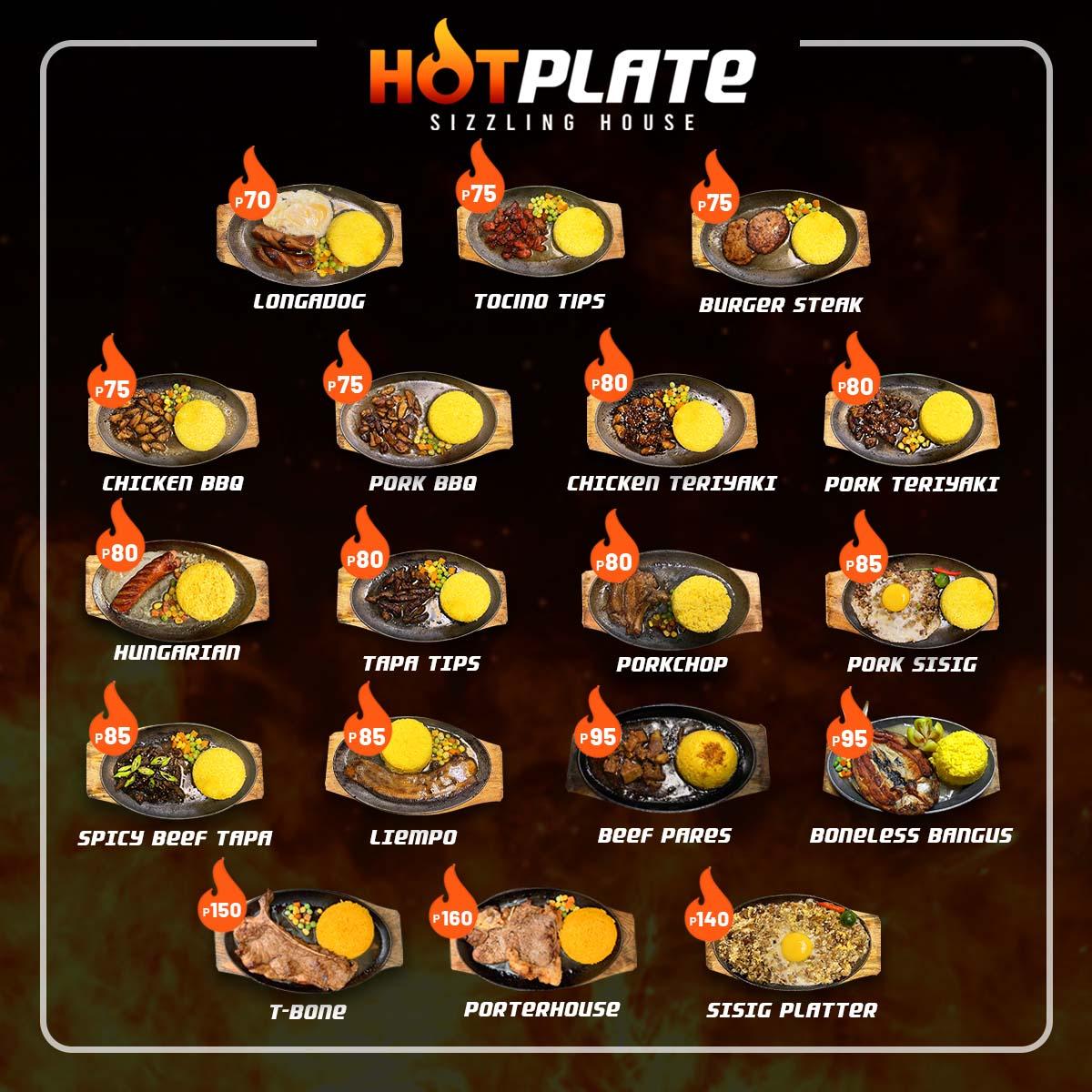 Menu at Hot Plate Sizzling House restaurant, Caloocan