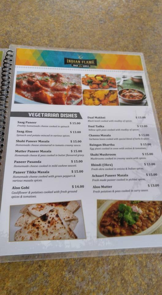 Menu at Indian Flame Bar & Grill, Thorold