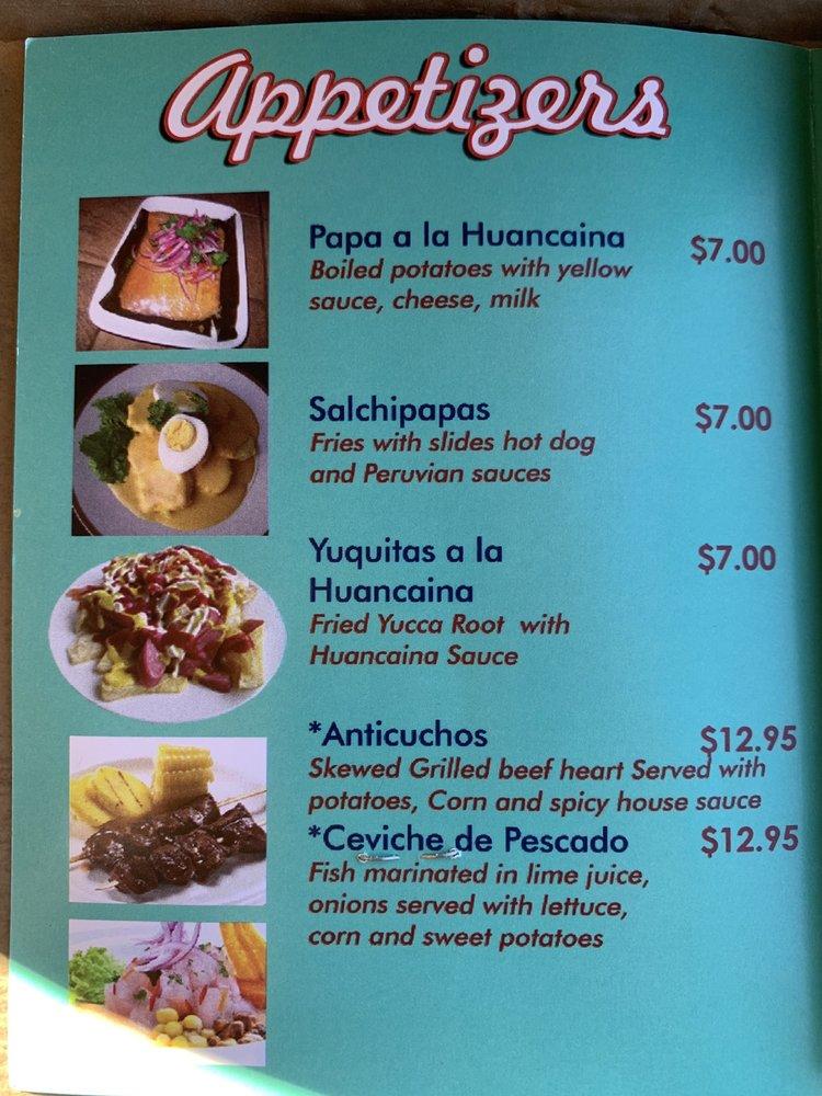 Menu at Peru Chicken restaurant, Las Vegas, E Tropicana Ave