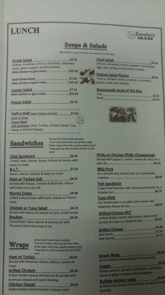 Menu at Roosters Cafe & Grill, Virginia Beach