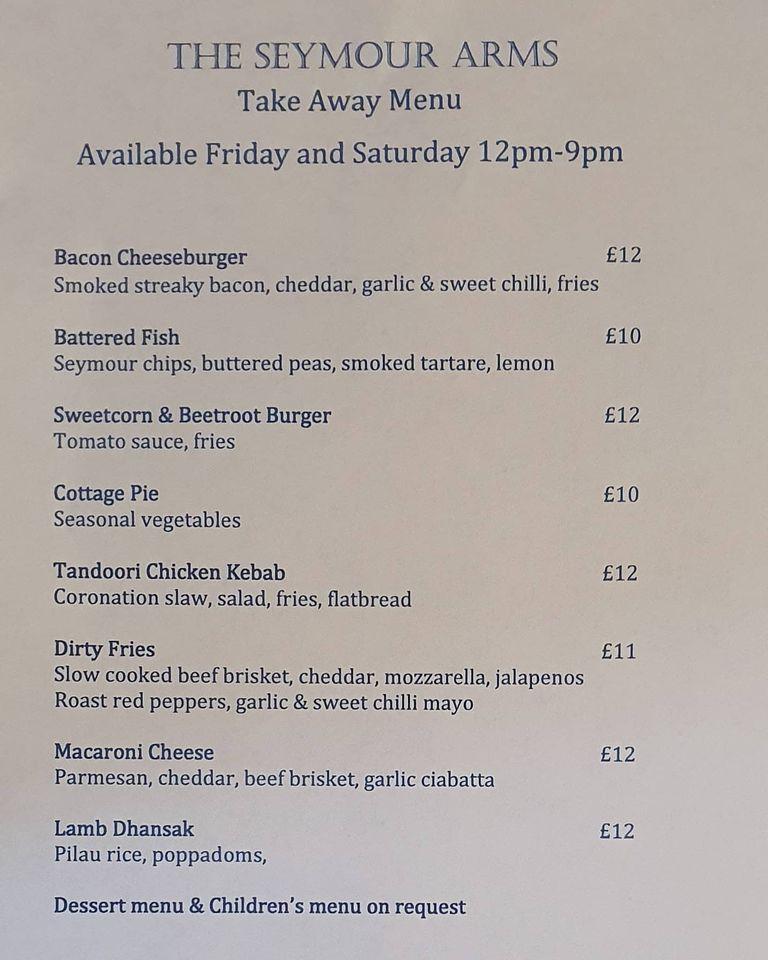 Menu at The Seymour Arms pub & bar, Bristol, Bath Rd