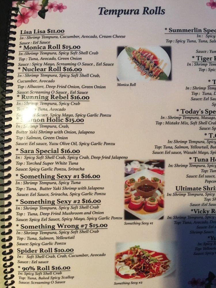 Menu at Sushi Fever restaurant, Las Vegas, W Sahara Ave