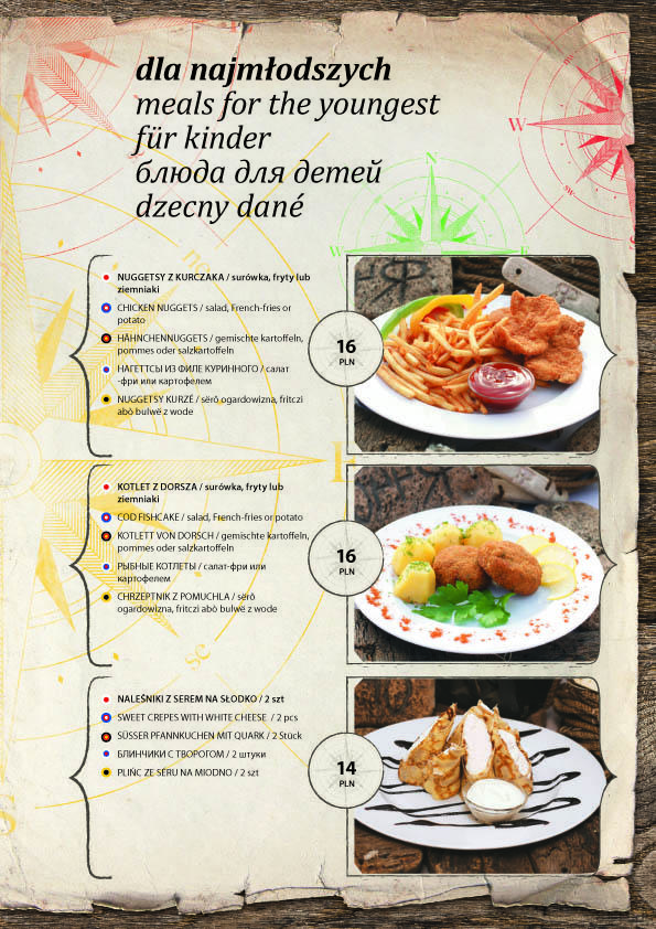 Menu at Tawerna Bałtycka restaurant, Hel