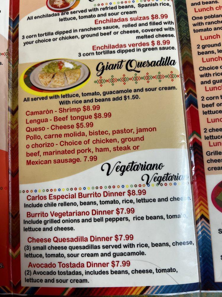 Menu at El Burrito Loco restaurant, Burlington