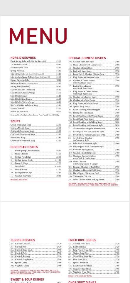 Menu at Golden Garden restaurant, Lisburn, 140 Longstone St