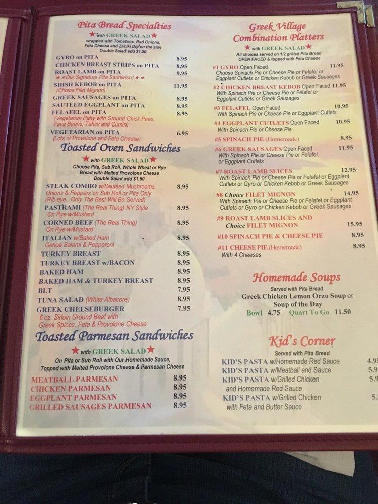Menu at Greek Village restaurant, Seminole, Park Blvd #117
