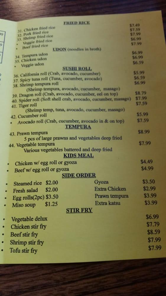 Menu at Ichi Bento restaurant, Shoreline