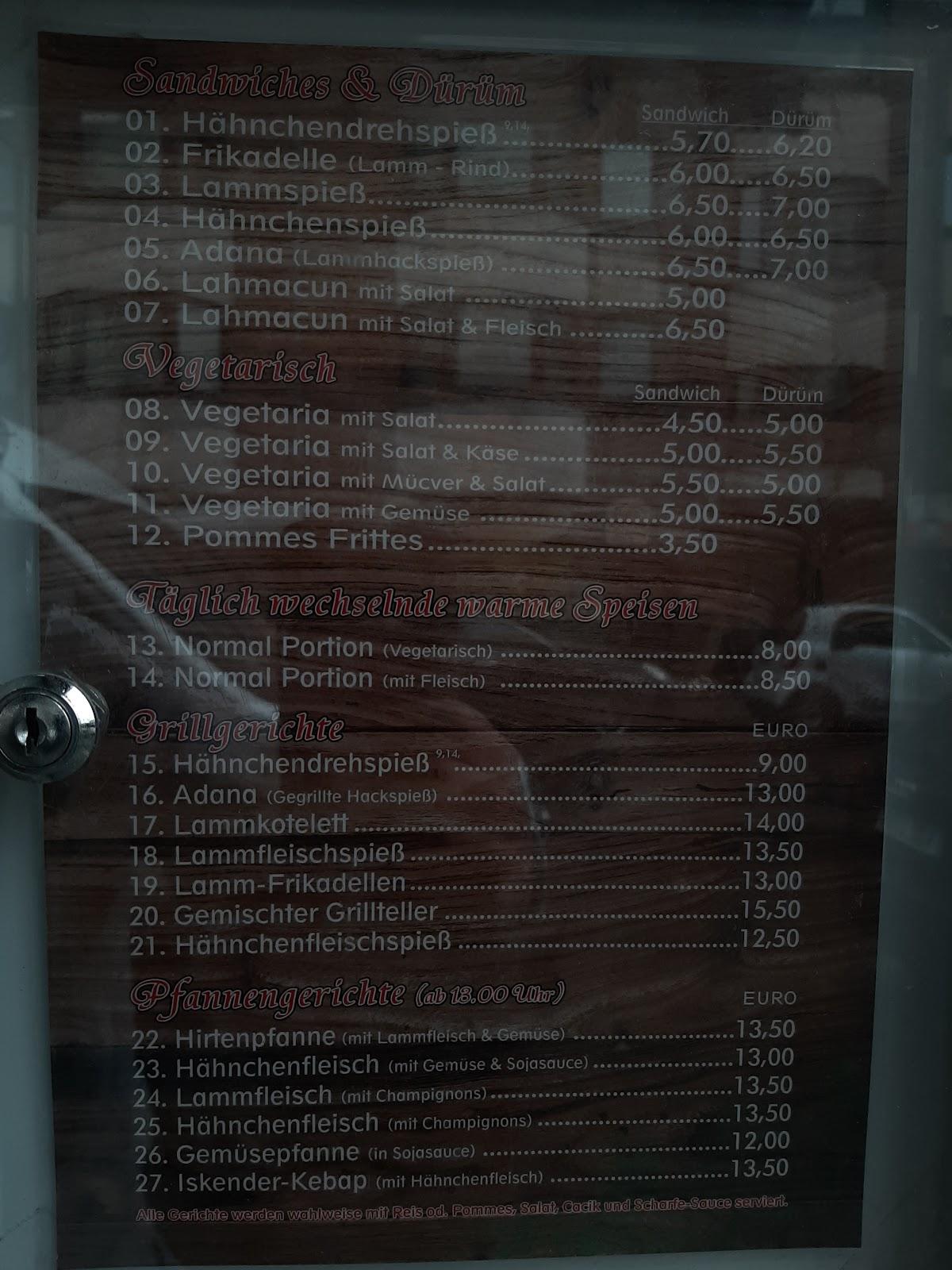 Menu at Mega Gourmet restaurant, Cologne