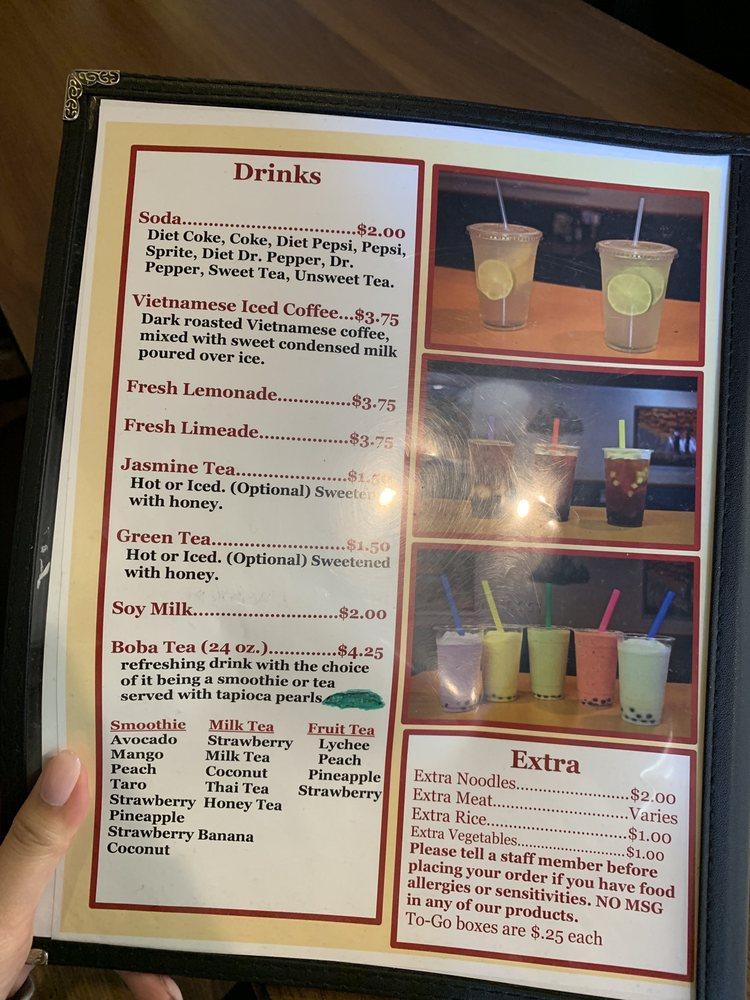 Menu at PHO BASIL Vietnamese cuisine restaurant, Wilmington