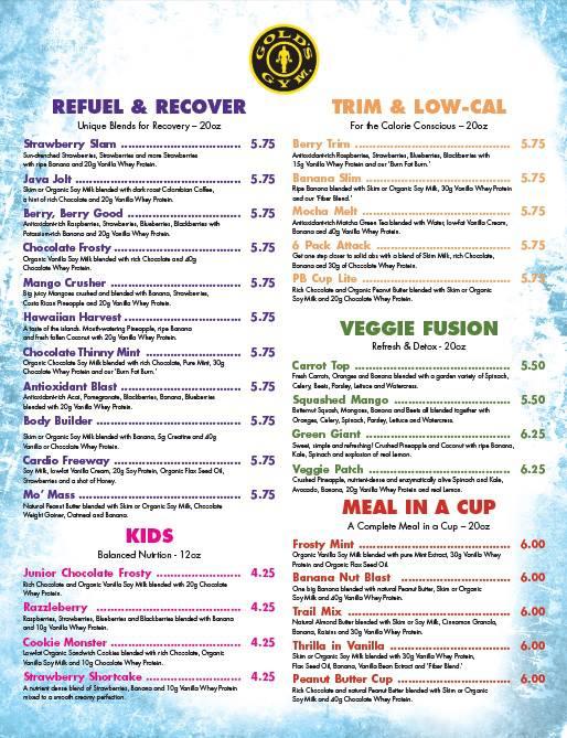 Menu at Recovery Zone Juice Bar, Amarillo
