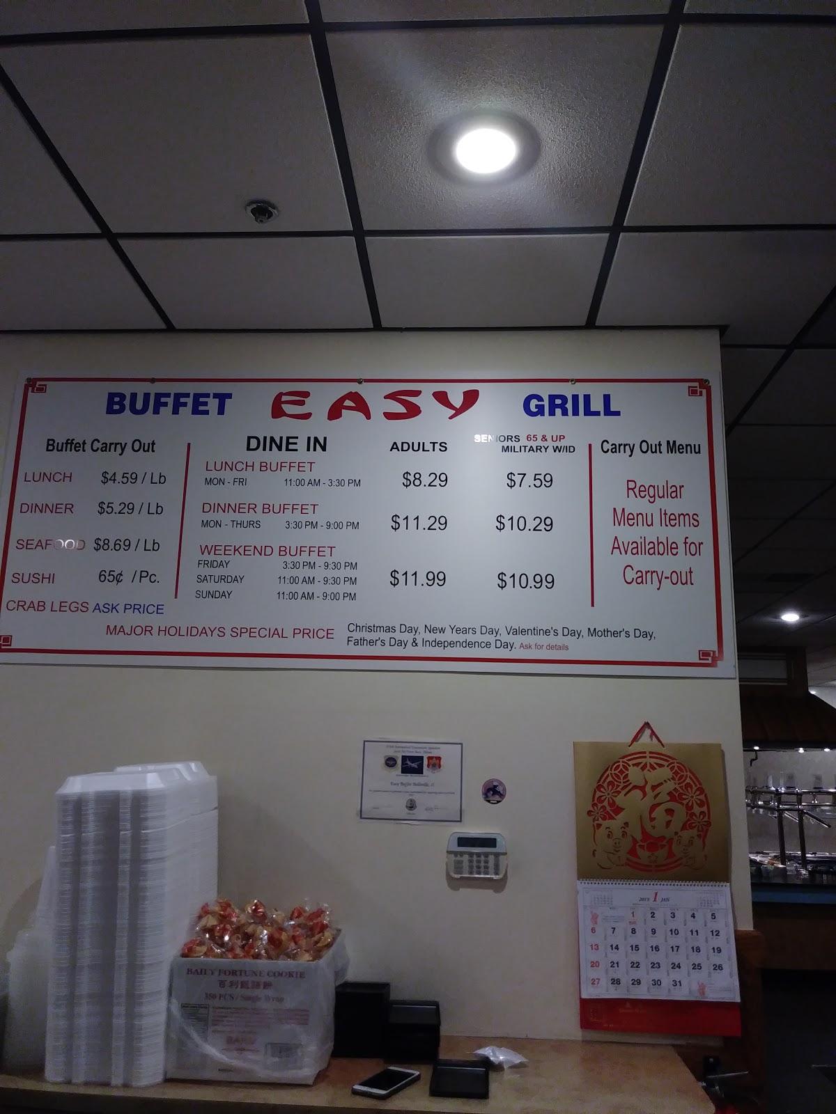 Menu at Easy Buffet & Grill restaurant, Belleville