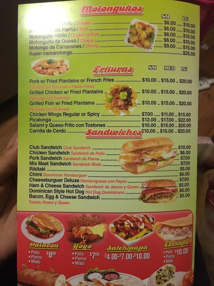 Menu at Familys Fresh Restaurant, New York City