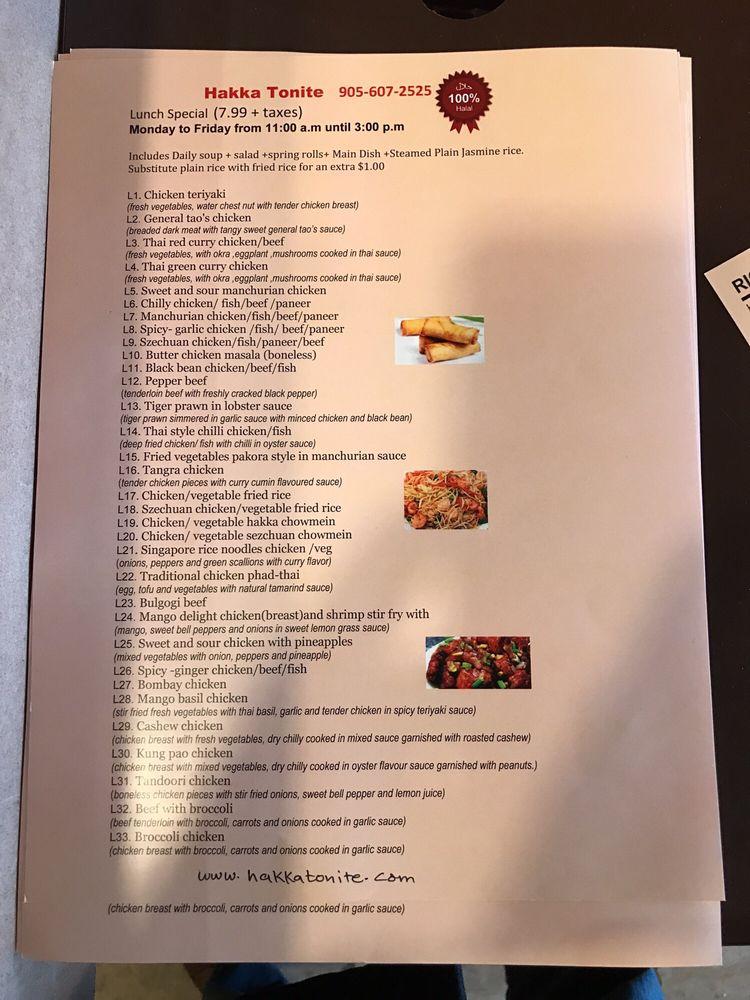 Menu at Hakka Spice restaurant, Mississauga