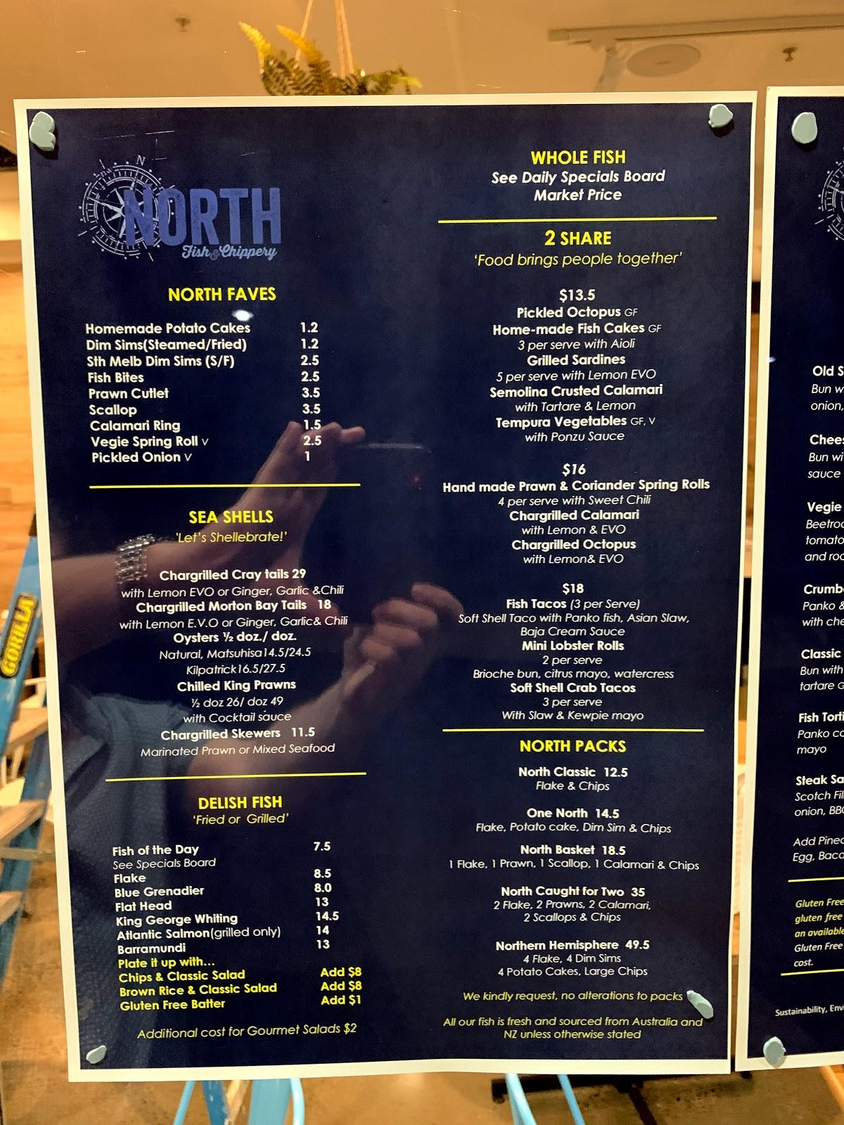 Menu at North Seafood & Grill (Rear Northcote plaza ) restaurant, Northcote