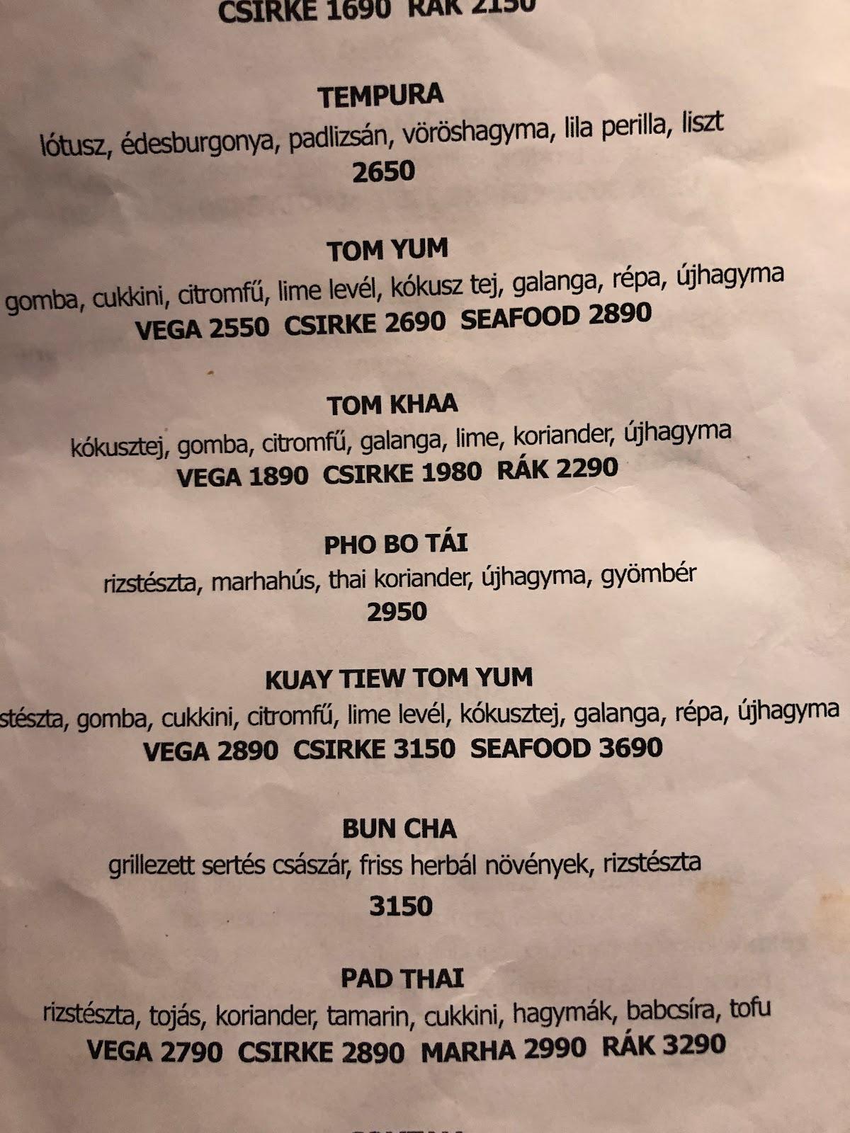 Menu at QUÍ Restaurant & Bar, Budapest