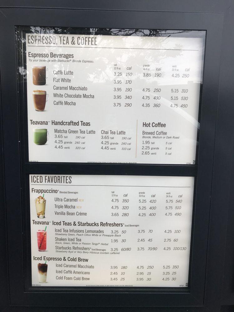 Carta del café Starbucks, Sunset Hills, Watson Rd