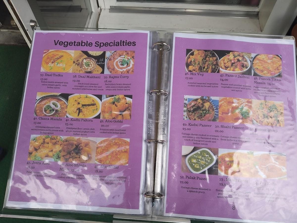 Menu at Taj Palace, Interlaken