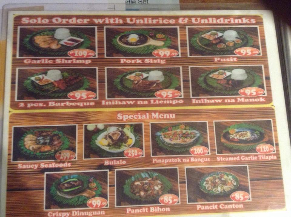 Menu at Boodoy’s Boodle Fight Restaurant, Calamba
