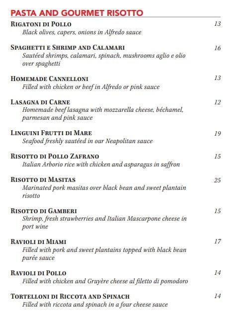 Menu at Café Catula pub & bar, Miami