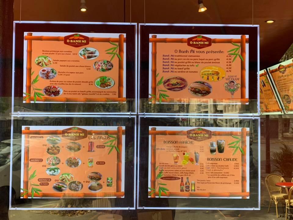 Menu at Ô Banh Mi restaurant, Paris
