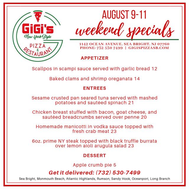 Menu at Gigi's Pizza | Sea Bright pizzeria, Sea Bright