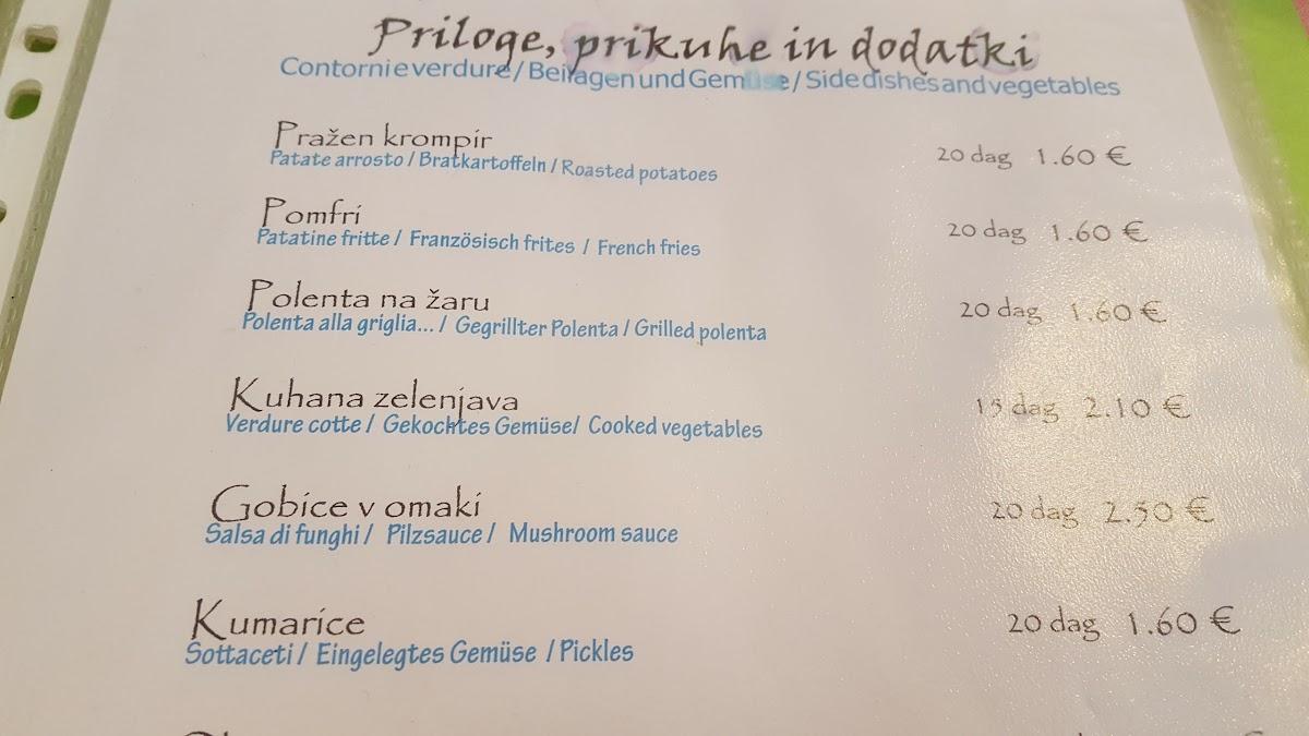 Menu at Gostilna Dermota grill restaurant, Deskle