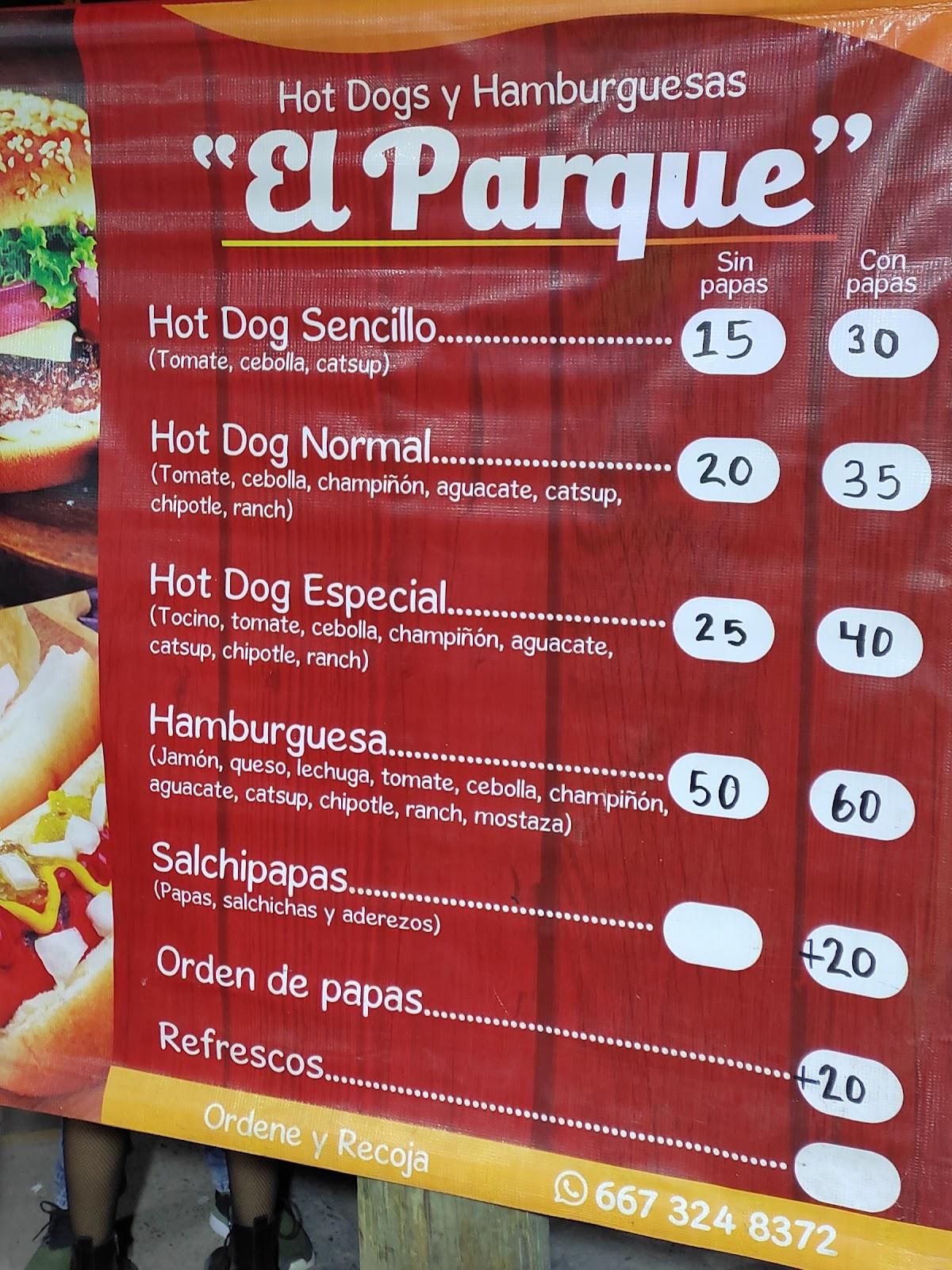 Menu at Hot Dogs y Hamburguesas El Parque restaurant, Licenciado Benito ...