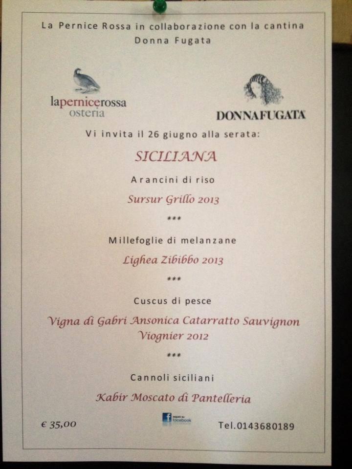 Menu at Osteria La Pernice Rossa restaurant, Italy, Frazione Chiapparolo