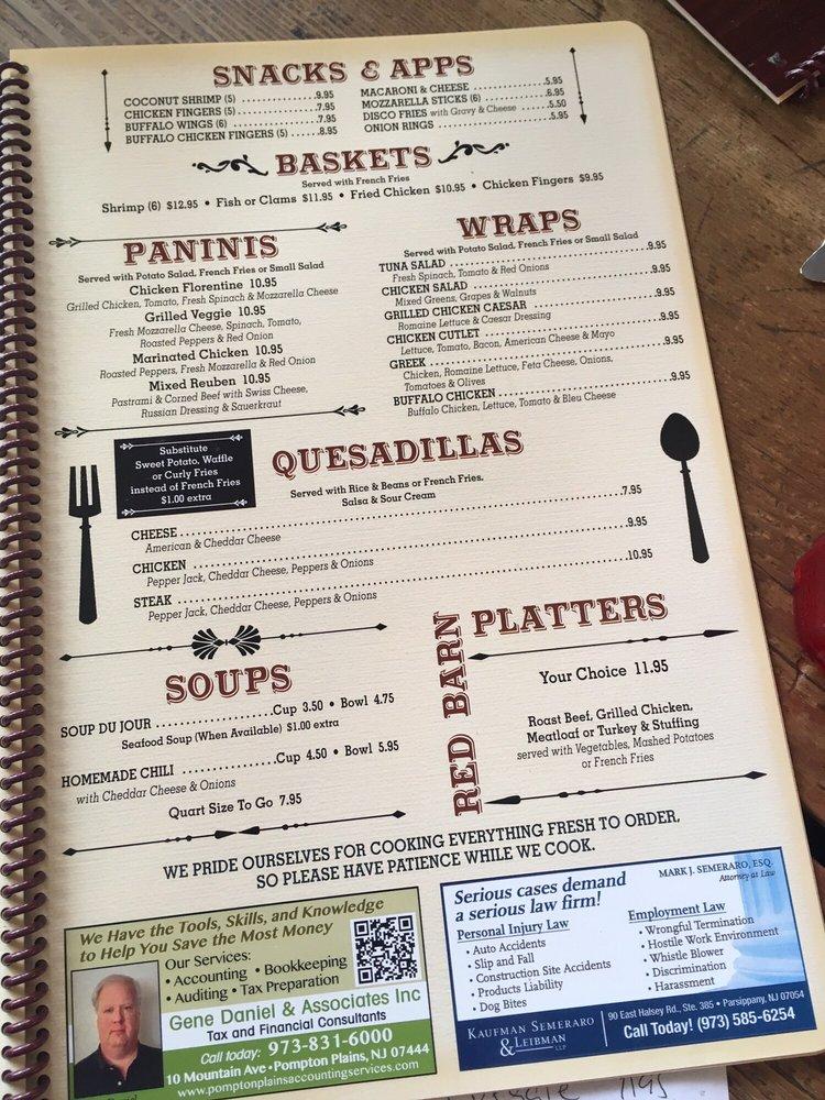 Menu at Red Barn Restaurant, Montville