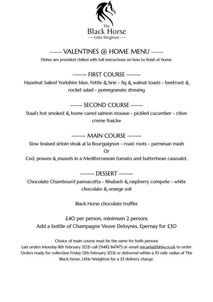 Menu at The Black Horse pub & bar, Rowley, 38 Old Village Rd