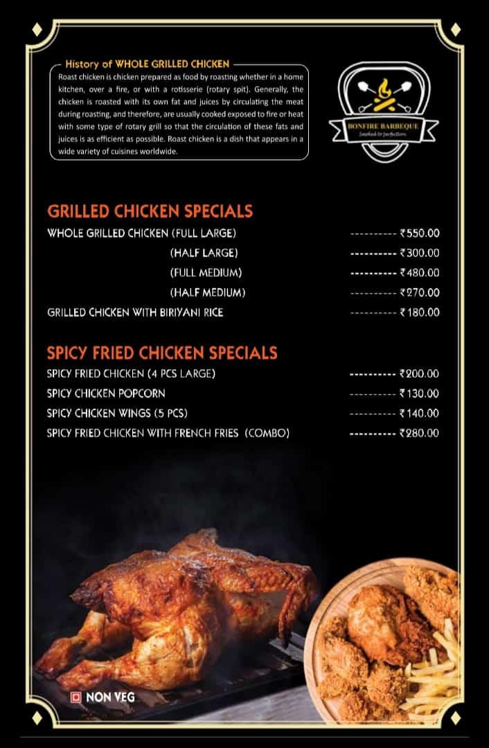 Menu at Bonfire Barbeque, Balasore
