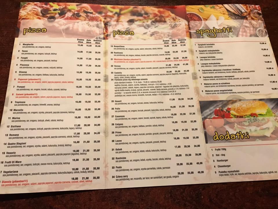 Menu at Castello pizzeria, Pleszew