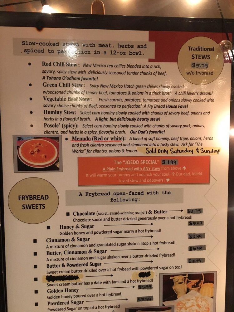 Menu at Fry Bread House restaurant, Phoenix, N 7th Ave