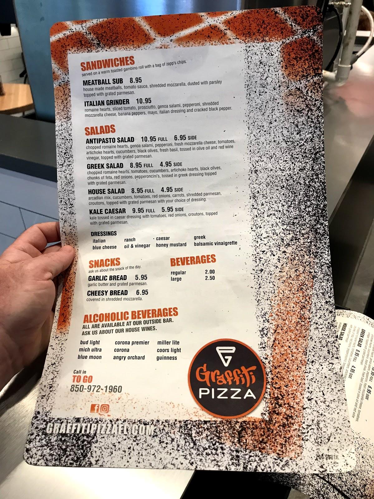 Menu at Graffiti Pizza pizzeria, Pensacola, 210 S Palafox St