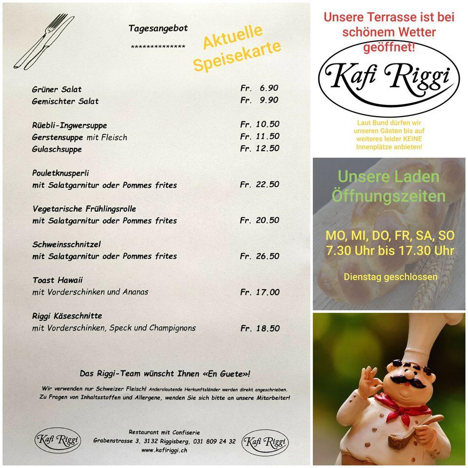 Speisekarte von Kafi Riggi, Riggisberg