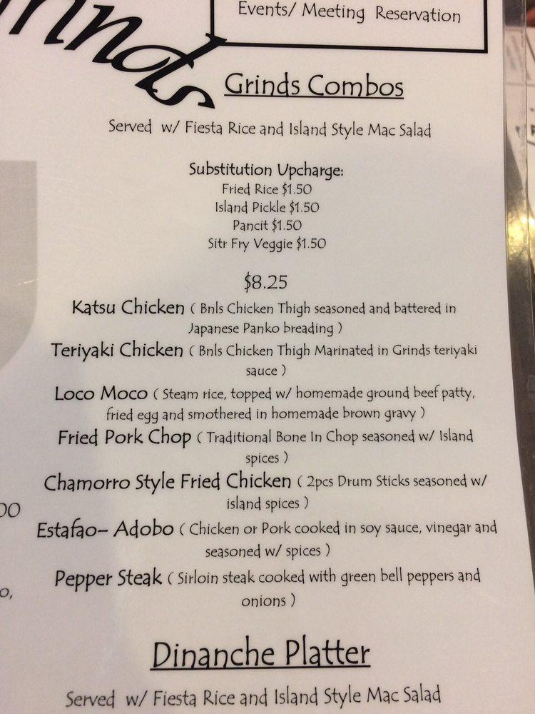 Menu at Marianas Grinds restaurant, Jacksonville, Beach Blvd #10