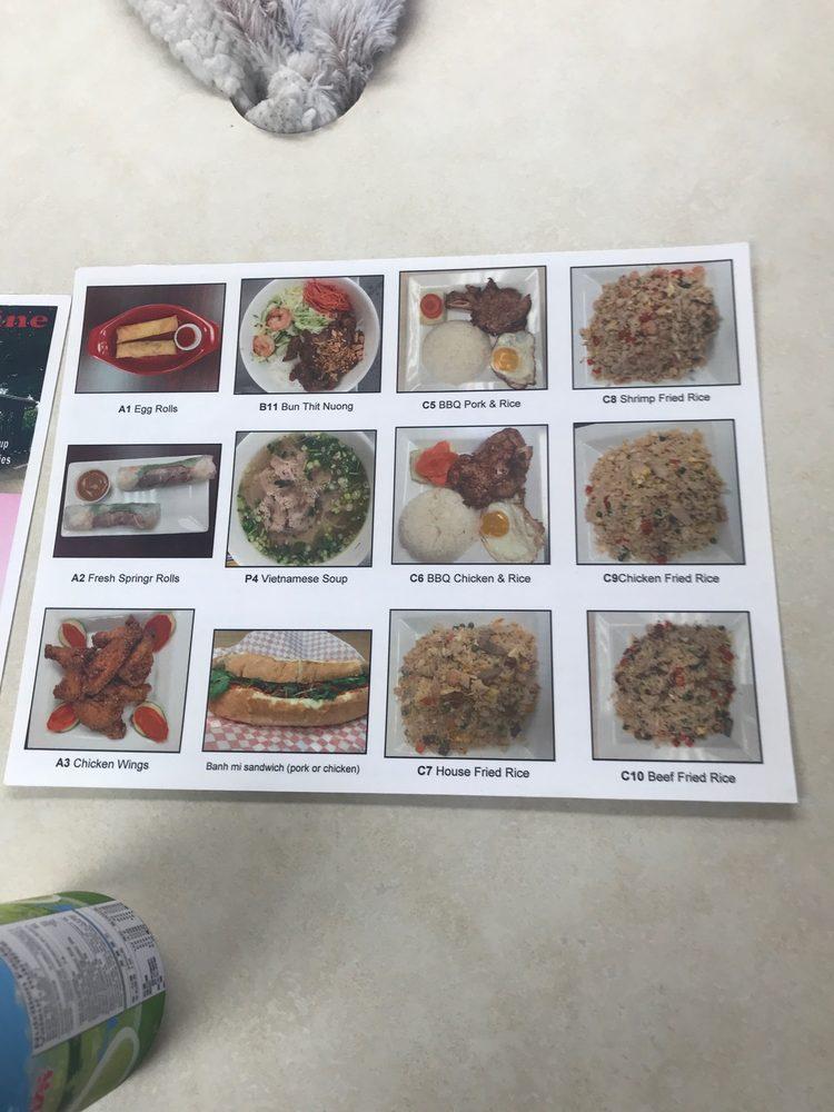 Menu at Pho Valley restaurant, Monongahela