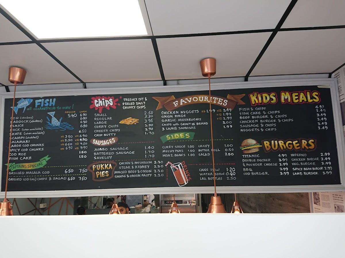 Menu at Captain's Traditional Fish & Chips fast food, Harrow
