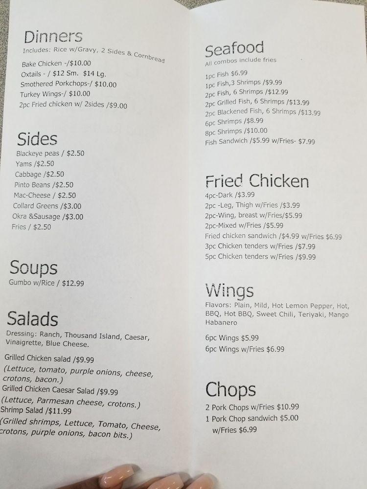 Menu at Doris' Kitchen restaurant, Houston, Scott St