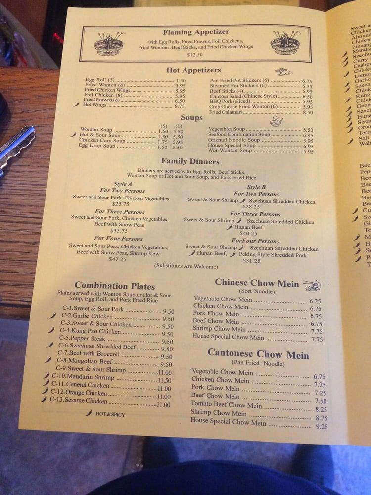 Menu at Eastside Chef restaurant, West Sacramento