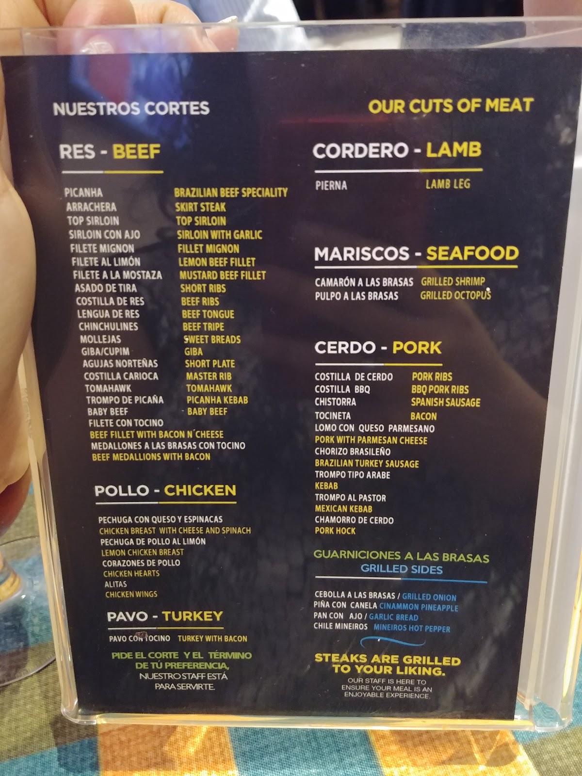 Carta del pub y bar Mr Pampas Torreón, Torreón