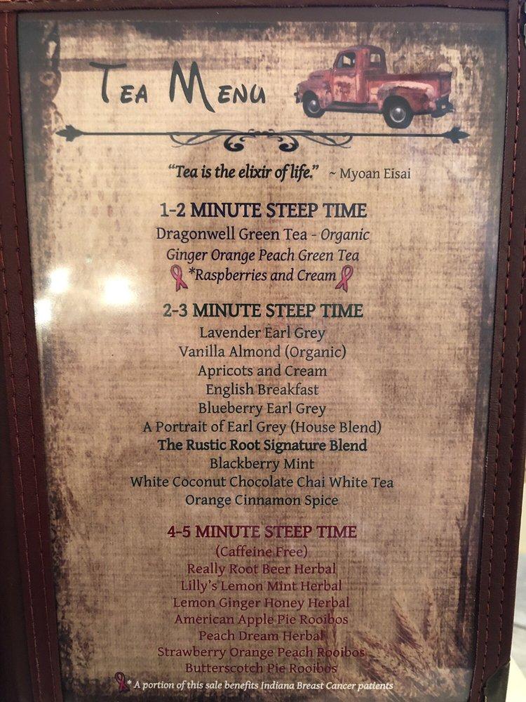 Menu at Rustic Root restaurant, Beech Grove
