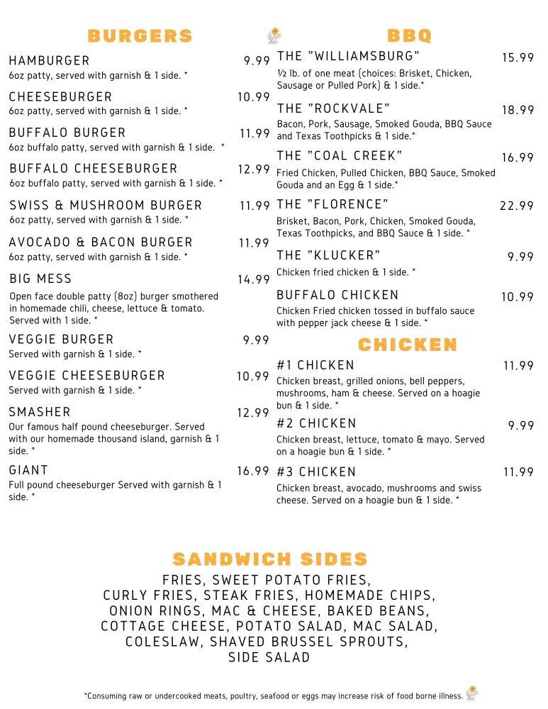 Menu at Two Sisters cafe, Florence