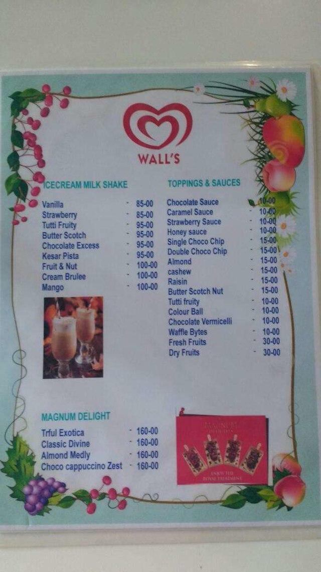 Menu at Kwality Wall's Swirls, Bengaluru, Souls pace Arena