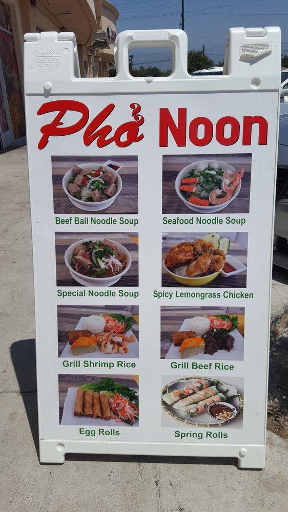 Menu at Pho Noon restaurant, San Bernardino